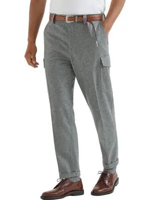 Brunello Cucinelli Virgin Wool Flannel Trousers With Cargo Pockets - Medium Grey