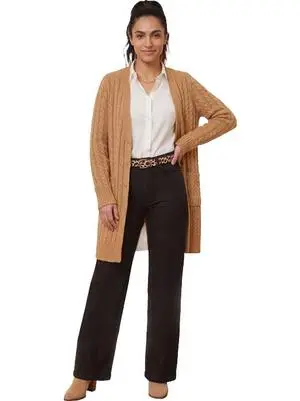 JESSICA LONDON Cable Button Front Cardigan (plus) Soft Camel