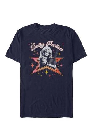 DOLLY PARTON Distressed Bright Star Short Sleeve T-shirt Navy Blue