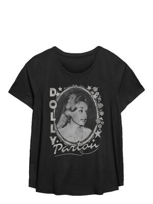 DOLLY PARTON Distressed Stars Portrait Short Sleeve T-shirt