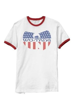 WU-TANG CLAN American Flag Group Logo Short Sleeve Ringer T-shirt - White/red