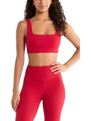Zella Studio Luxe Square Neck Sports Bra - Red Jester