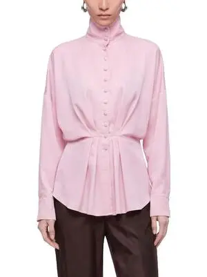 NOCTURNE Tie Detail Stand Collar Shirt - Grey