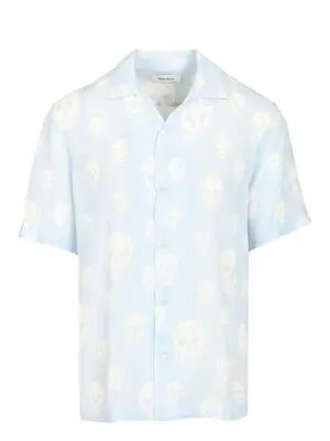 Alexander McQueen Printed Crepe De Chine Shirt - Blue