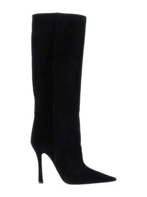 Gucci Naomi Suede Knee-high Boots With Stiletto Heel - Black