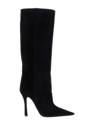 Gucci Naomi Suede Knee-high Boots With Stiletto Heel - Black
