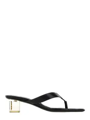 Saint Laurent Sip Lambskin Thong Sandals With Monogram Heel - Black