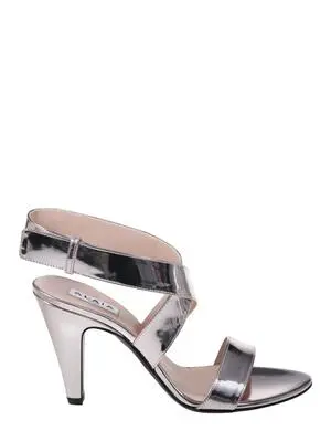 ALAIA Patent Leather Sandals Alaia With A High Cone Heel And An Ankle Strap - Gray