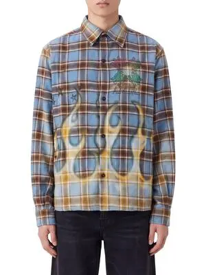 Amiri Graphic Print Long-sleeved Cotton Shirt - Blue