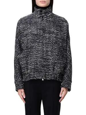 DARKPARK Two-tone Bouclé Cropped Bomber Jacket With High Neck And Zip Closure - Blue