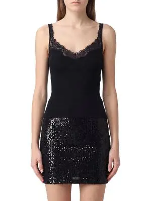 SELF-PORTRAIT Slim Fit Off-the-shoulder Knit Top With Lace Inserts
