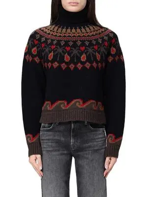 Alanui Turtleneck Jumper In Pure Virgin Wool With Abstract Jacquard Pattern - Burnt