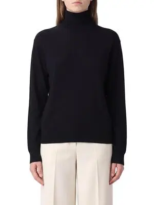 SEMICOUTURE Virgin Wool Turtleneck Jumper With Dropped Shoulders - Black