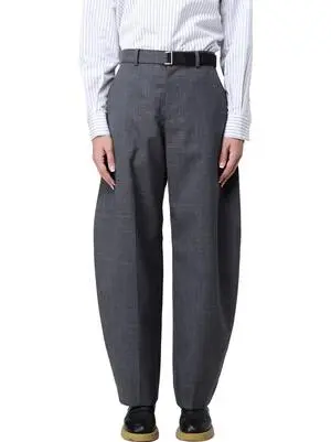 Sacai High-waisted Wide-leg Tailored Wool-blend Trousers Grey