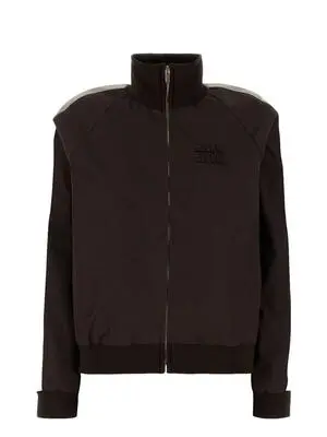 Miu Miu Cotton Zip-up Sweatshirt With Logo - Brown
