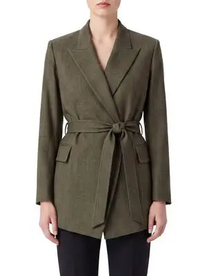 Max Mara Prince Of Wales Check Wool Robe Blazer - Brown