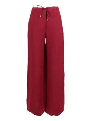 Max Mara Linen Trousers With Drawstring - Red