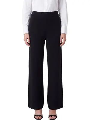 Max Mara High-waisted Wide Leg Knit Trousers In A Wool Blend - Black
