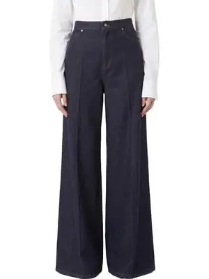 Max Mara Max Mara Women Max Mara High-Waisted Wide Leg Jeans In Blue Denim With Five Pockets Blue