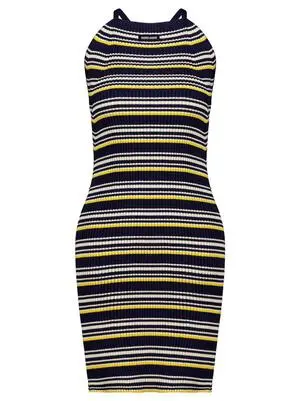 Miu Miu Striped Stretch Cotton Dress - Blue