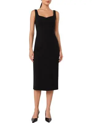 Max Mara Off-the-shoulder Cady Midi Sheath Dress With Square Neckline - Black