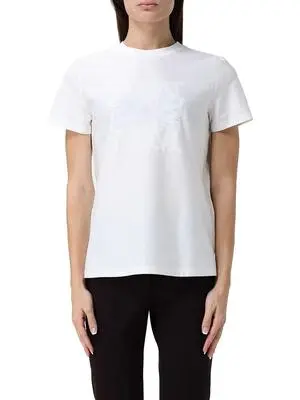 Max Mara Crewneck Cotton T-shirt With Tone-on-tone Monogram - White