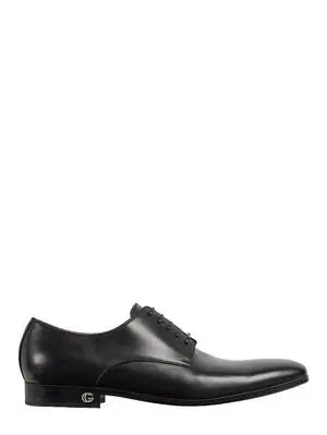 Gucci Lace-up Shoe With Double G Leather - Black