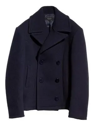 Gucci Felted Wool Caban, Blue Blue