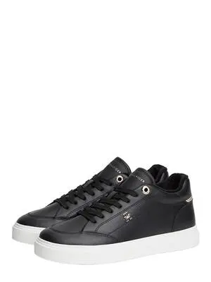 Tommy Hilfiger Women's Fleece-lined Leather Cupsole Sneaker - Black