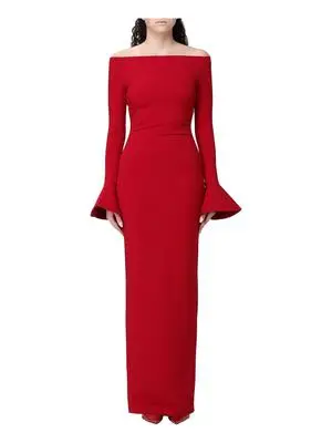Solace London Long Criªpe Dress - Red
