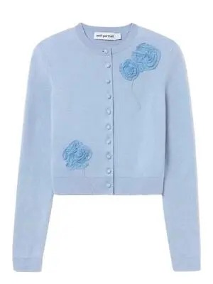 SELF-PORTRAIT Flower Knit Cardigan - Multicolor