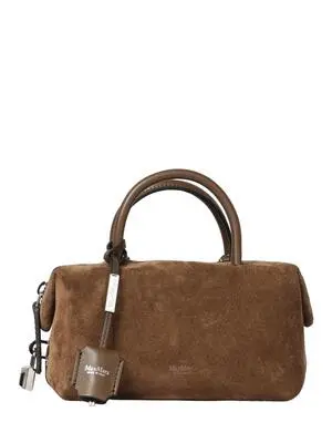 Max Mara Suede Mini Boston Bag With Padlock - Brown