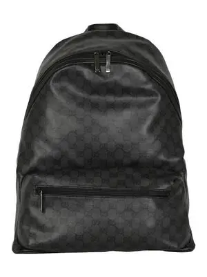 Gucci Gg Monogram Coated Cotton Backpack With Adjustable Shoulder Straps - Black