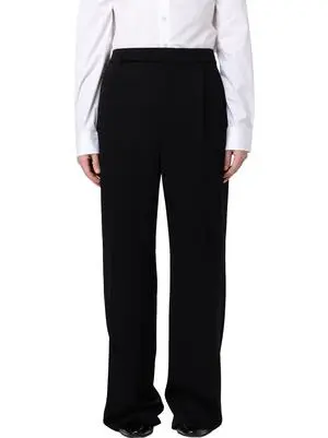 Saint Laurent Wide-leg Wool Tailored Trousers With A Mid-rise Waist - Black