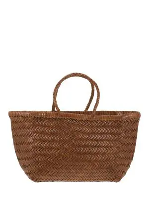 Dragon Diffusion Triple Jump Small Woven Leather Bag - Brown