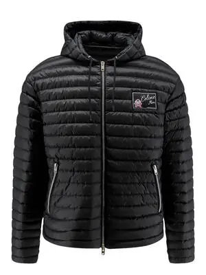 Celine Hooded Quilted Down Jacket - Black