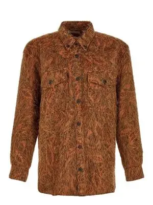 Dries Van Noten Shaggy Jacquard Shirt With Fringe - Red