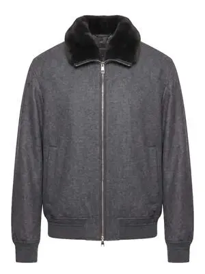MONTECORE Faux-fur Collar Bomber Jacket - Grey