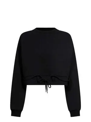 Dries Van Noten Drawstring Crew-neck Cropped Sweatshirt - Black