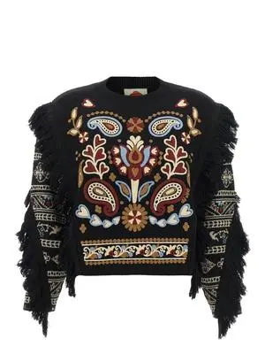 FARM RIO Knit Fringe Sweater
