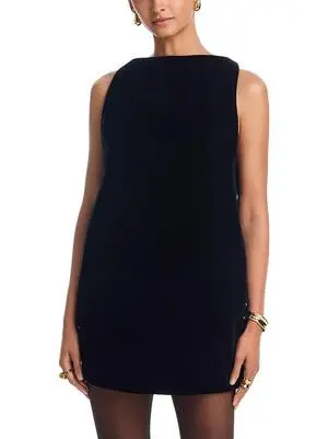 Brandon Maxwell Sable Boat Neck Mini Dress - Black