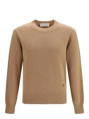 AMI Paris Cashmere And Wool Blend Sweater - Brown