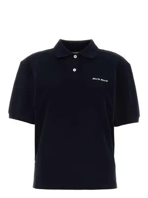 Miu Miu Dark Piquet Polo Shirt - Blue