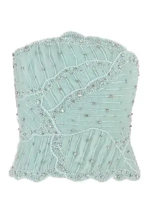 Costarellos Light- Tulle Fiori Bodice - Blue