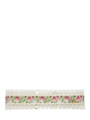 Chloé Choker Necklace In Lace And Floral Jacquard Ribbon - Pink