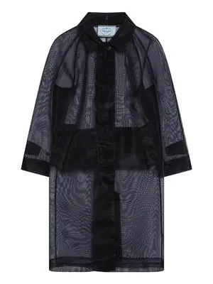 Prada Prada Blue Single-Breasted Overcoat In Crinoline Women Blue