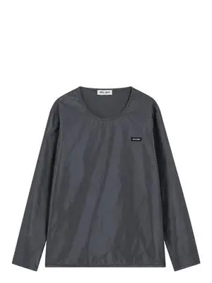 Miu Miu Hematite Grey Blouse In Re-nylon - Gray