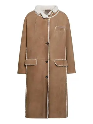 Prada Camel Shearling Coat - Cream