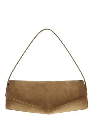 JIL SANDER Kante Suede Shoulder Bag - Brown