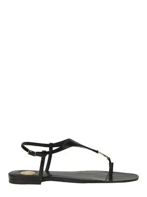 Saint Laurent Cassandre Leather Sandals - Black